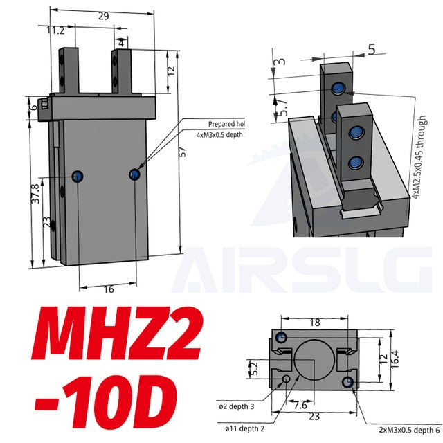 SMC Type MHZ2 Double Acting Air Pneumatic parallel Gripper MHZ2-10D MH ...